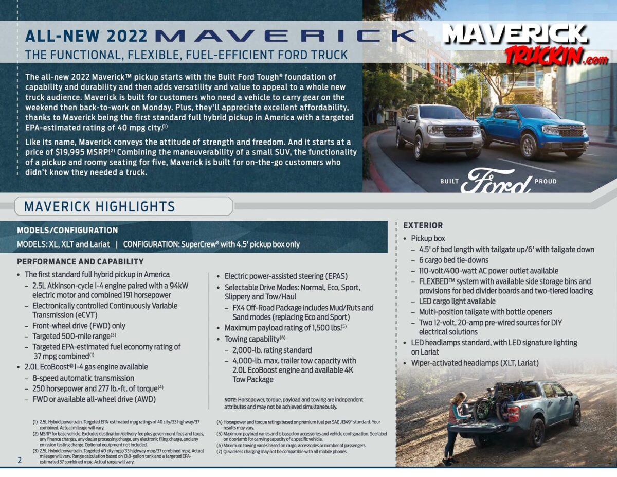 2022 Ford Maverick Packaging Guide – Maverick Truckin